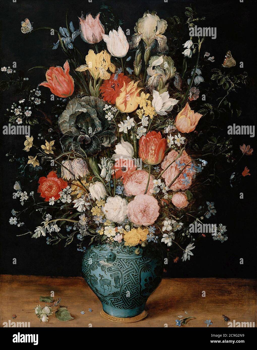 Jan Brueghel (I) - Bouquet of flowers in a blue vase Stock Photo - Alamy