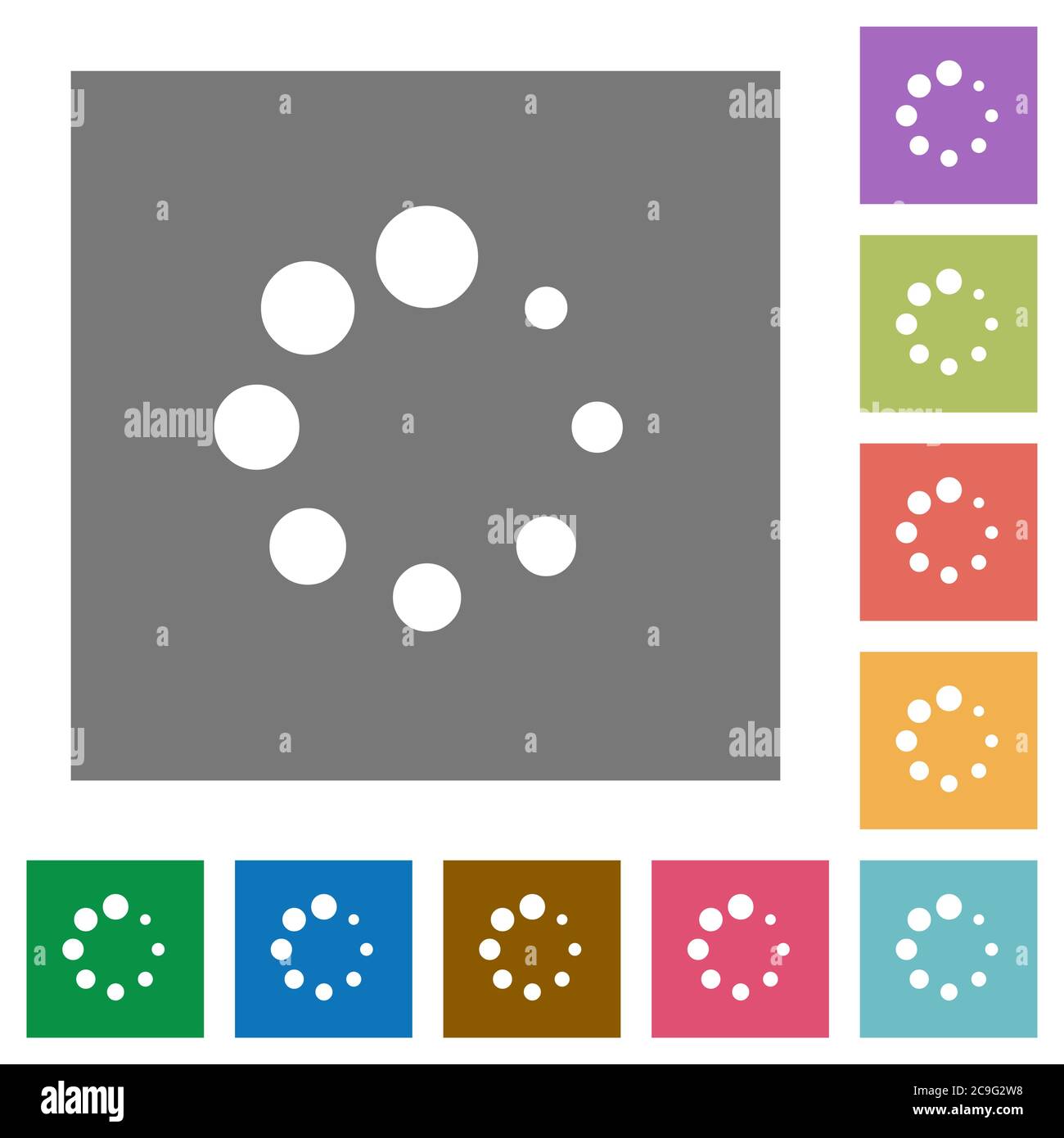 Preloader symbol flat icons on simple color square backgrounds Stock ...