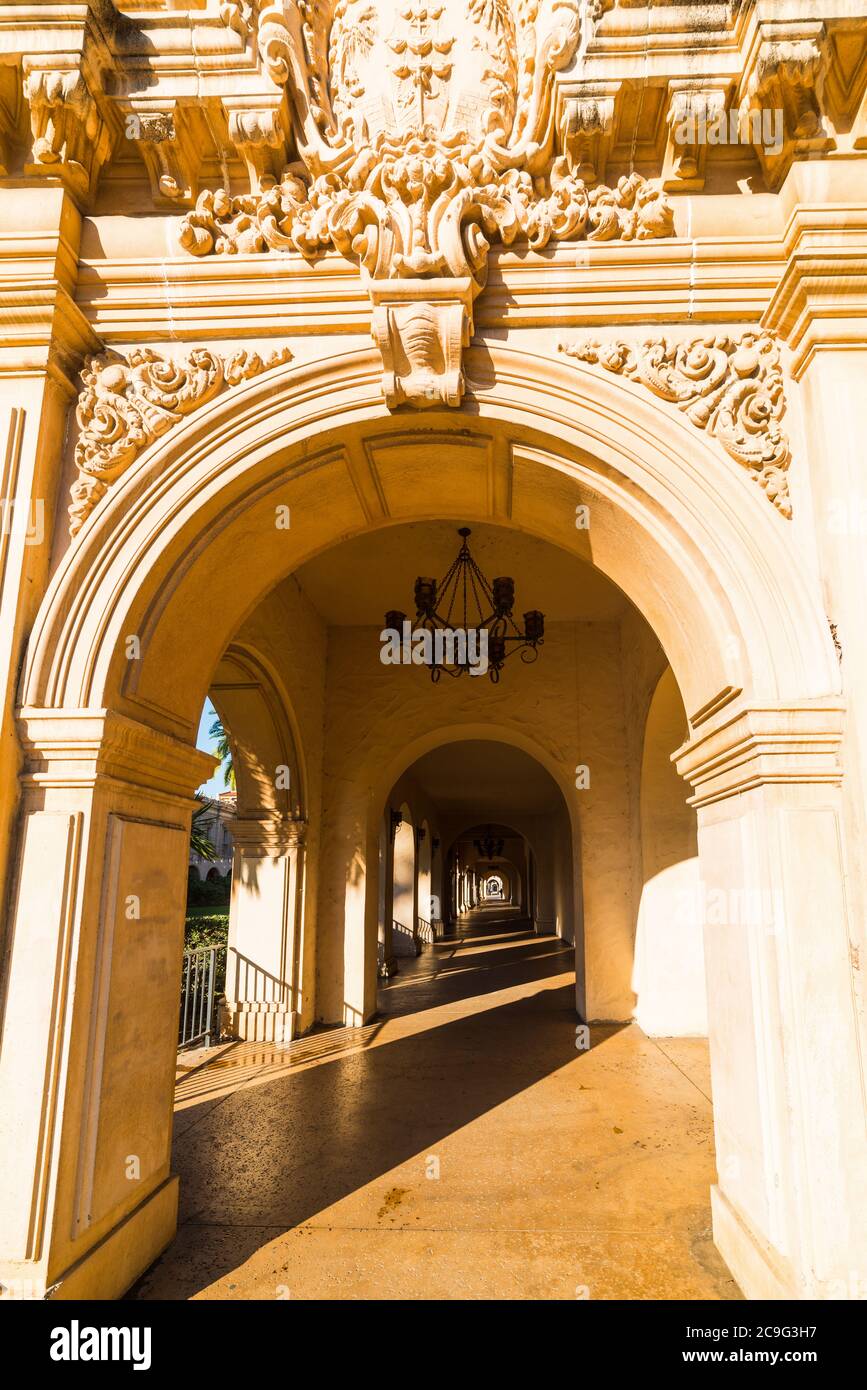 Arches in Balboa Park, San Diego. Southern California, USA Stock Photo ...