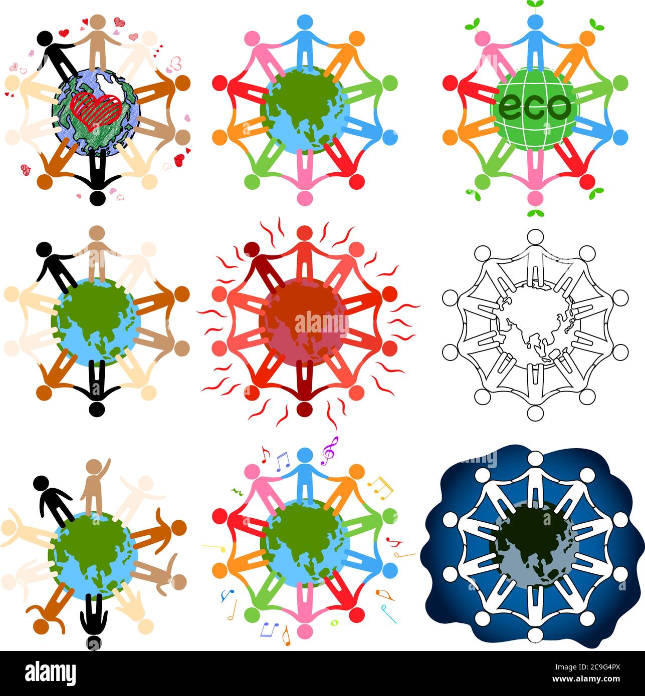 This is a illustration of People of different races around the earth ...