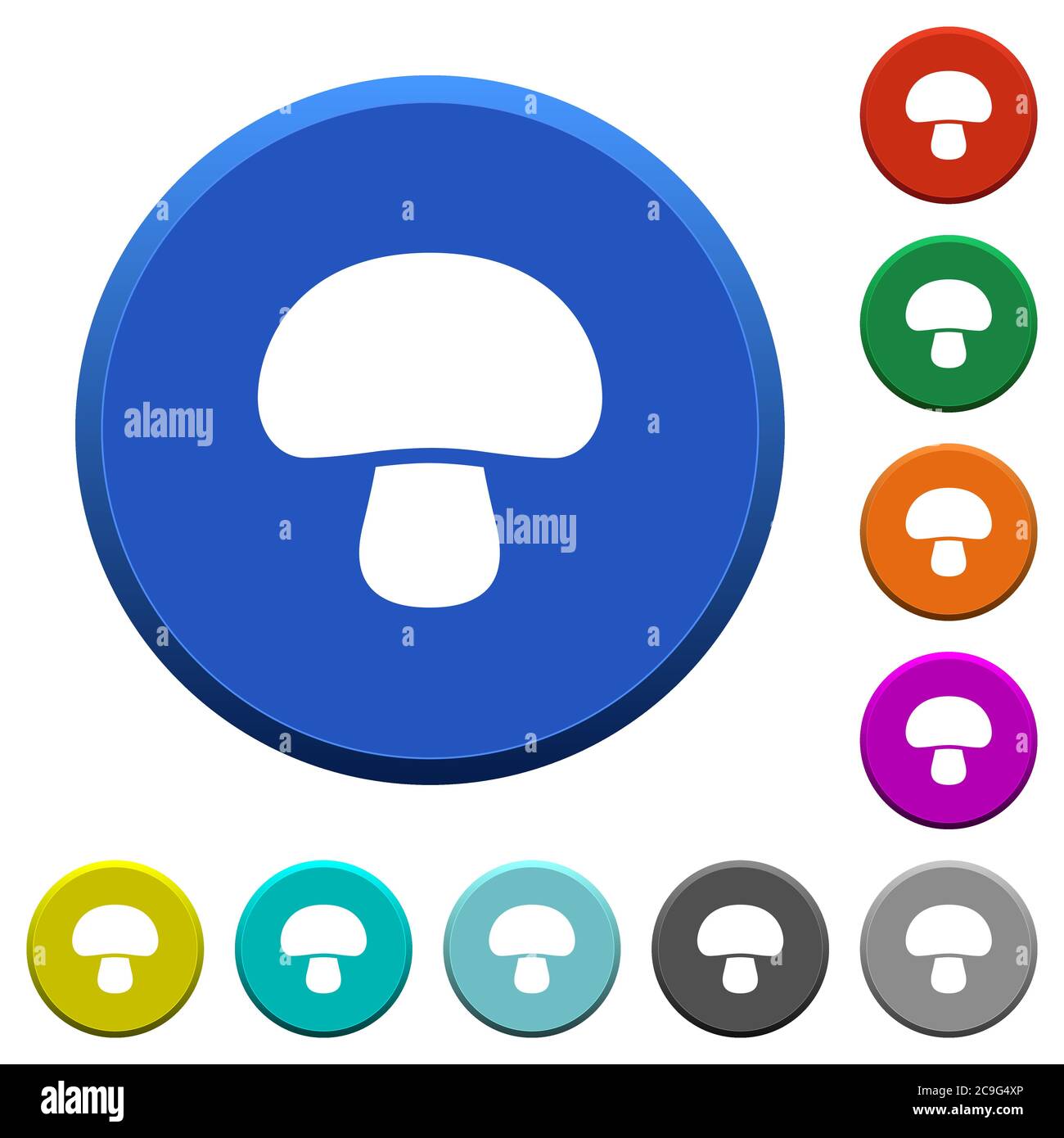 Mushroom round color beveled buttons with smooth surfaces and flat ...