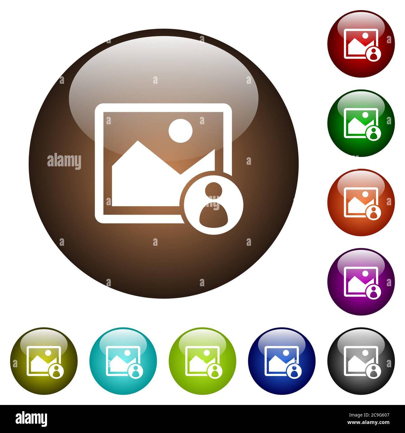 Image owner white icons on round color glass buttons Stock Vector Image ...