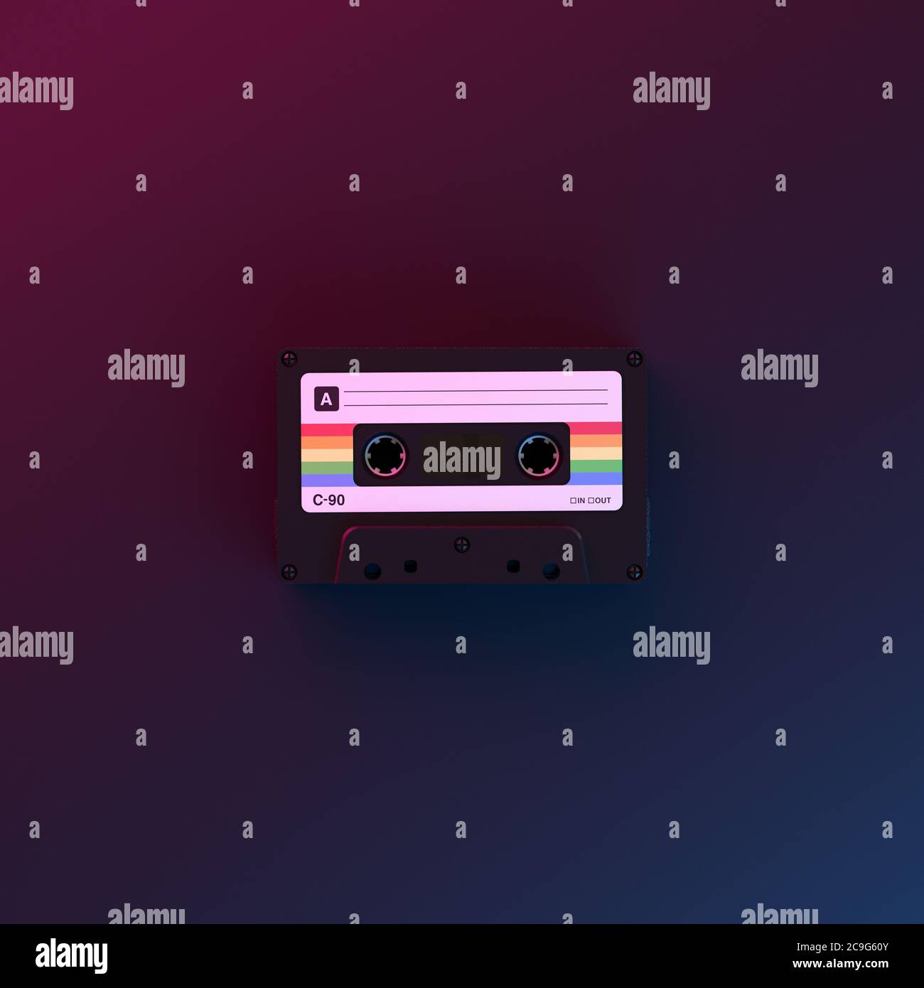 Black cassette tape with blank label. Front view Stock Photo - Alamy