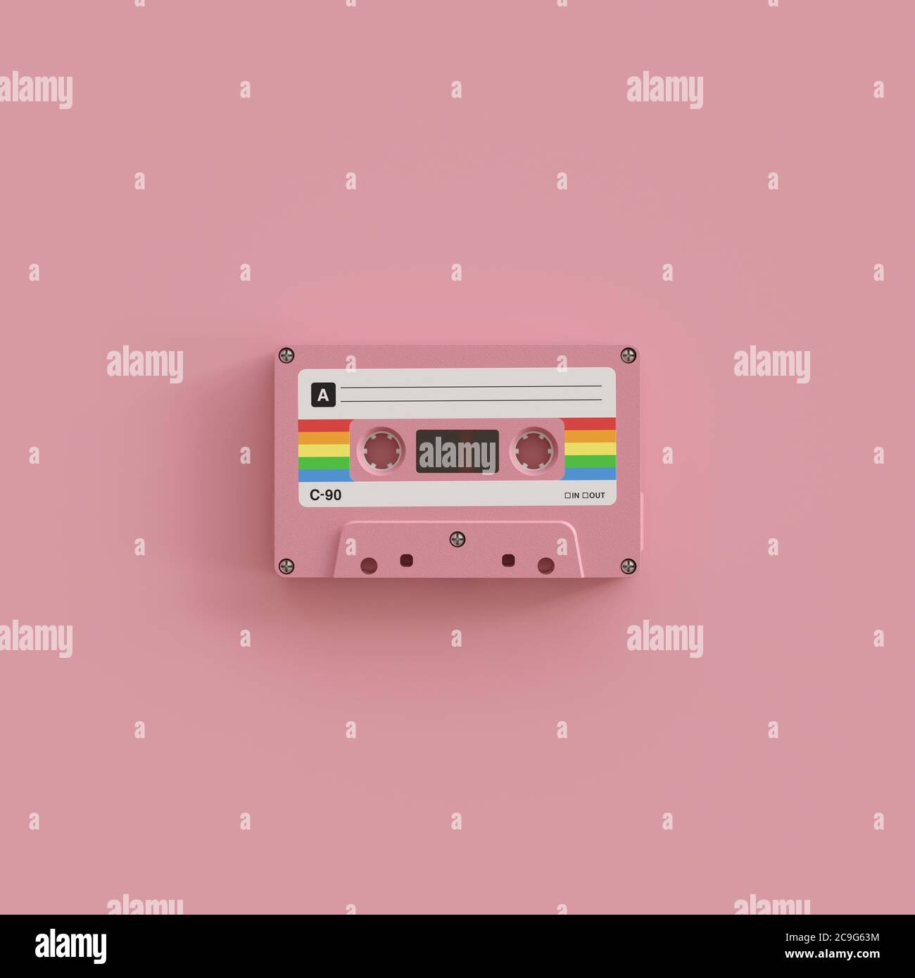 Pink cassette tape with blank label. Front view Stock Photo - Alamy