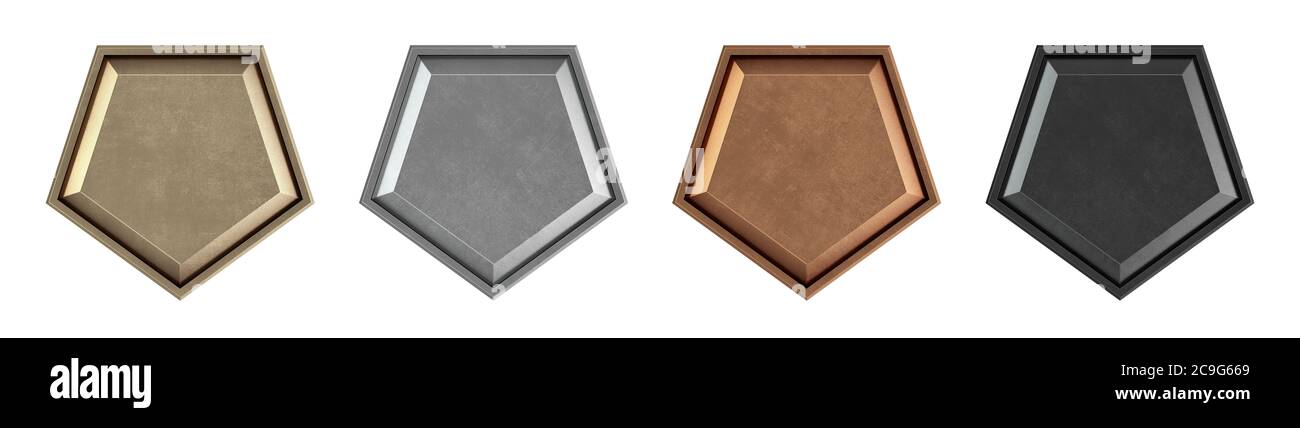 Empty pentagonal shield, different colors. (Rough Stock Photo - Alamy