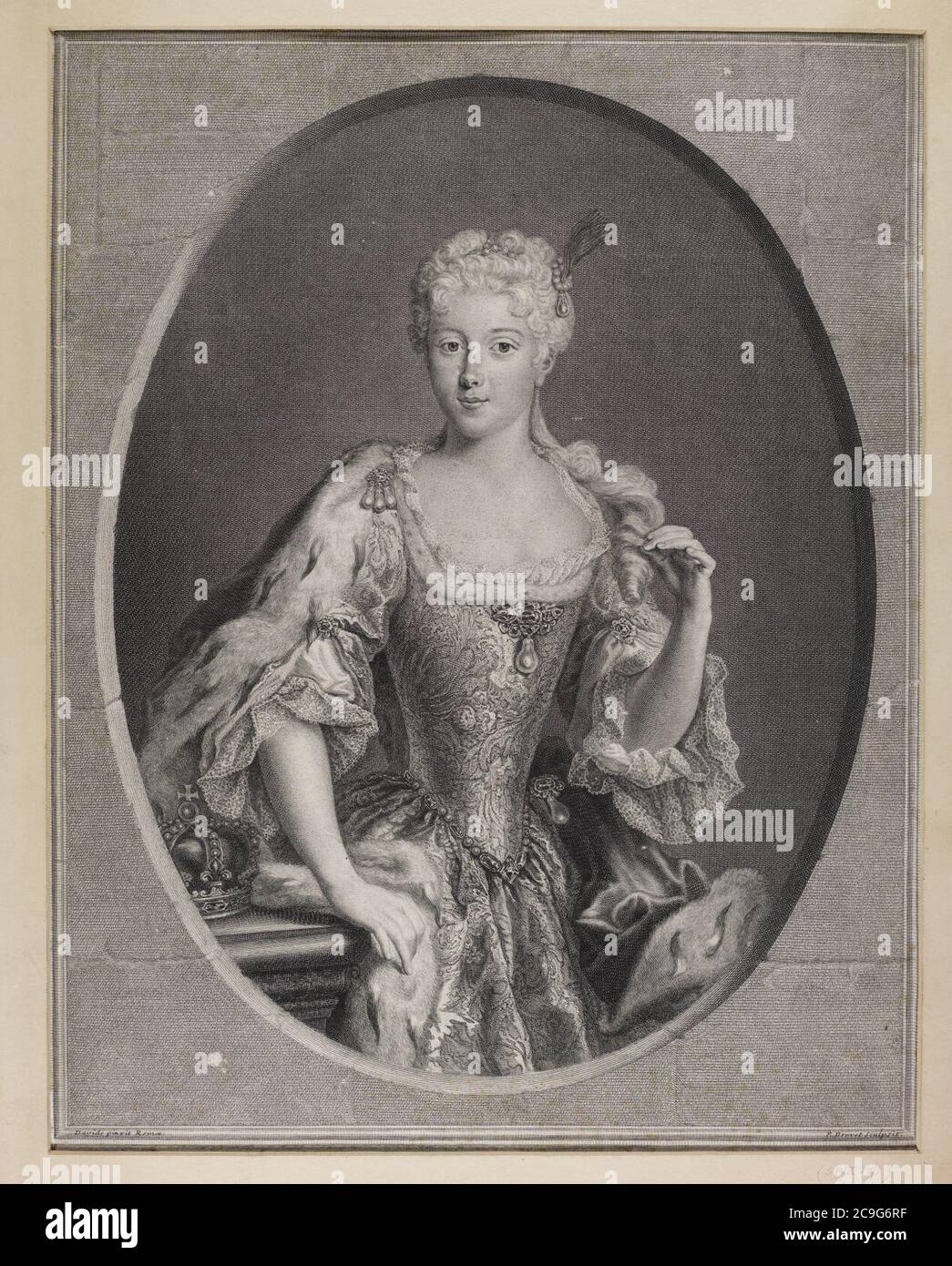 Jacobite broadside - Portrait of Maria Clementina as young woman Stock ...