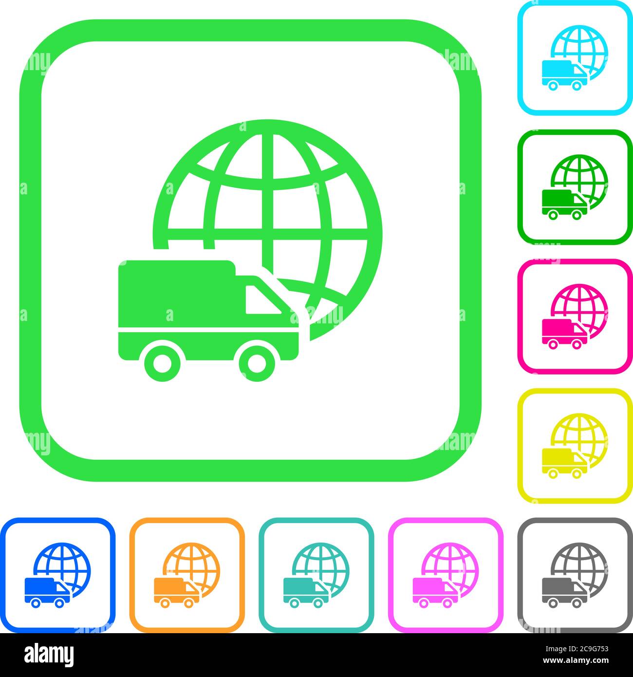 International transport vivid colored flat icons in curved borders on ...