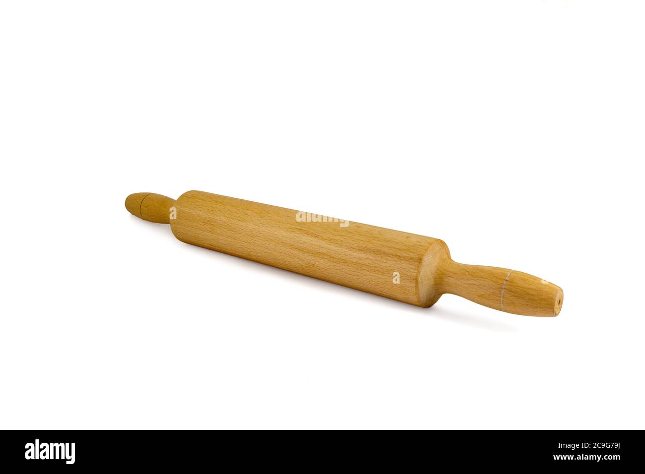 Traditional dough roller pin isolated on white background. Side View ...