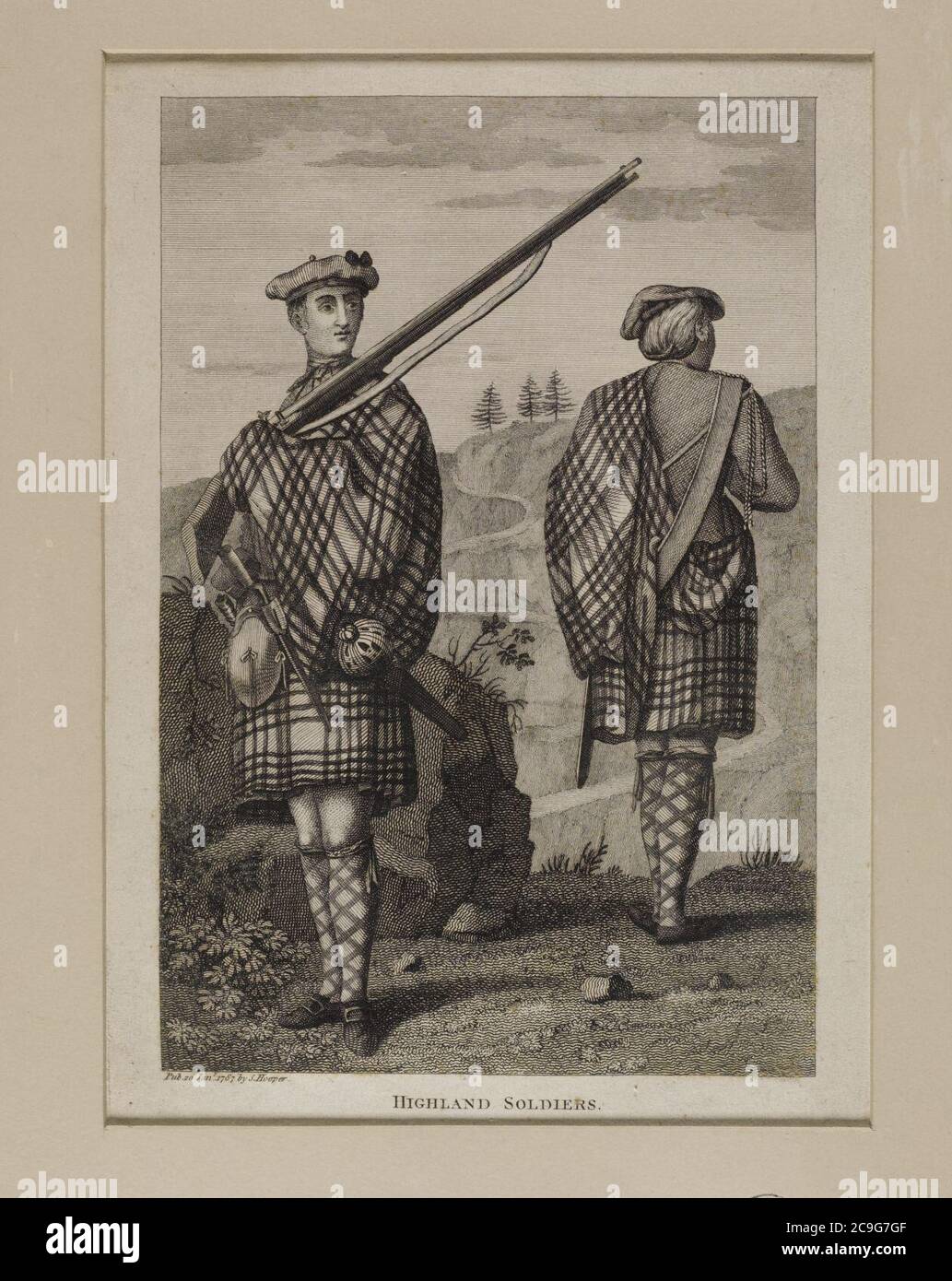 Jacobite broadside - Scene of Highland village customs and dress Stock ...