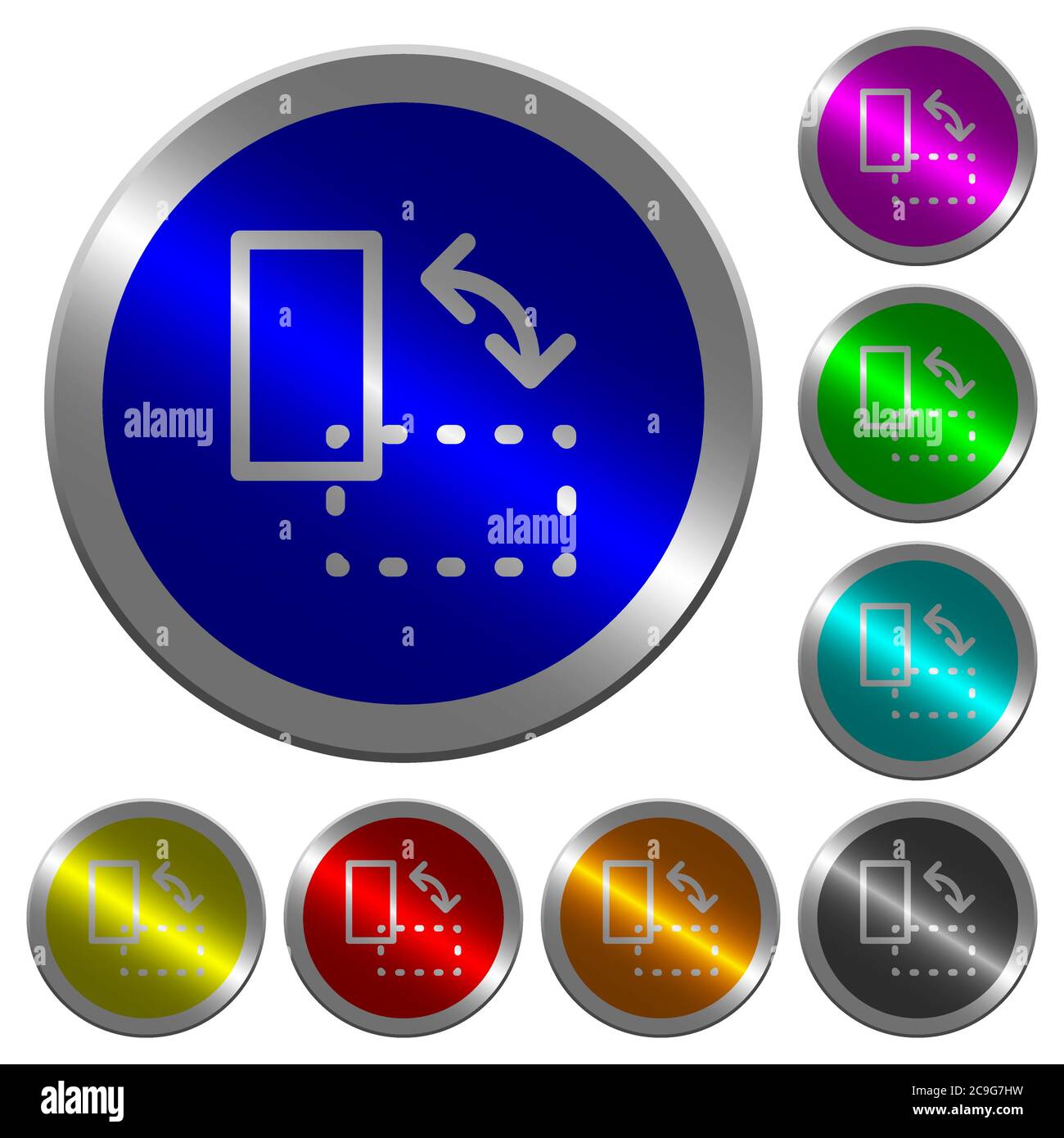 Rotate Element Icons On Round Luminous Coin Like Color Steel Buttons Stock Vector Image And Art