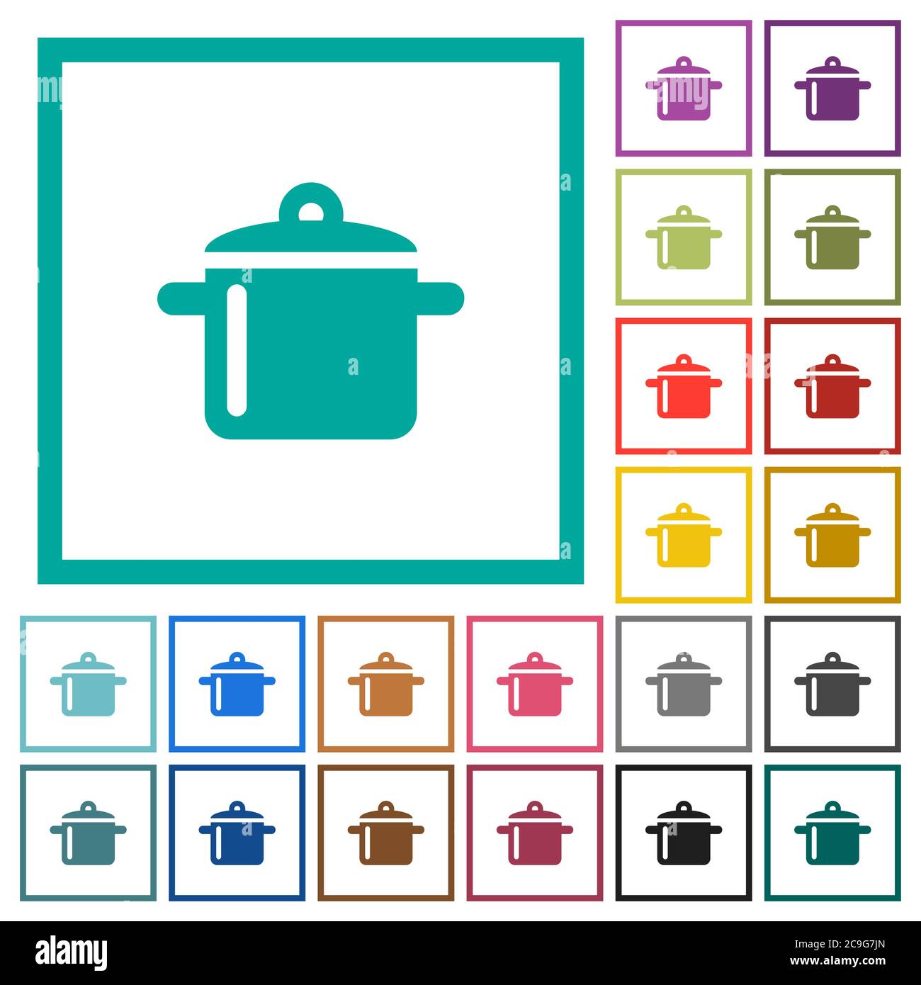 Cooking flat color icons with quadrant frames on white background Stock ...