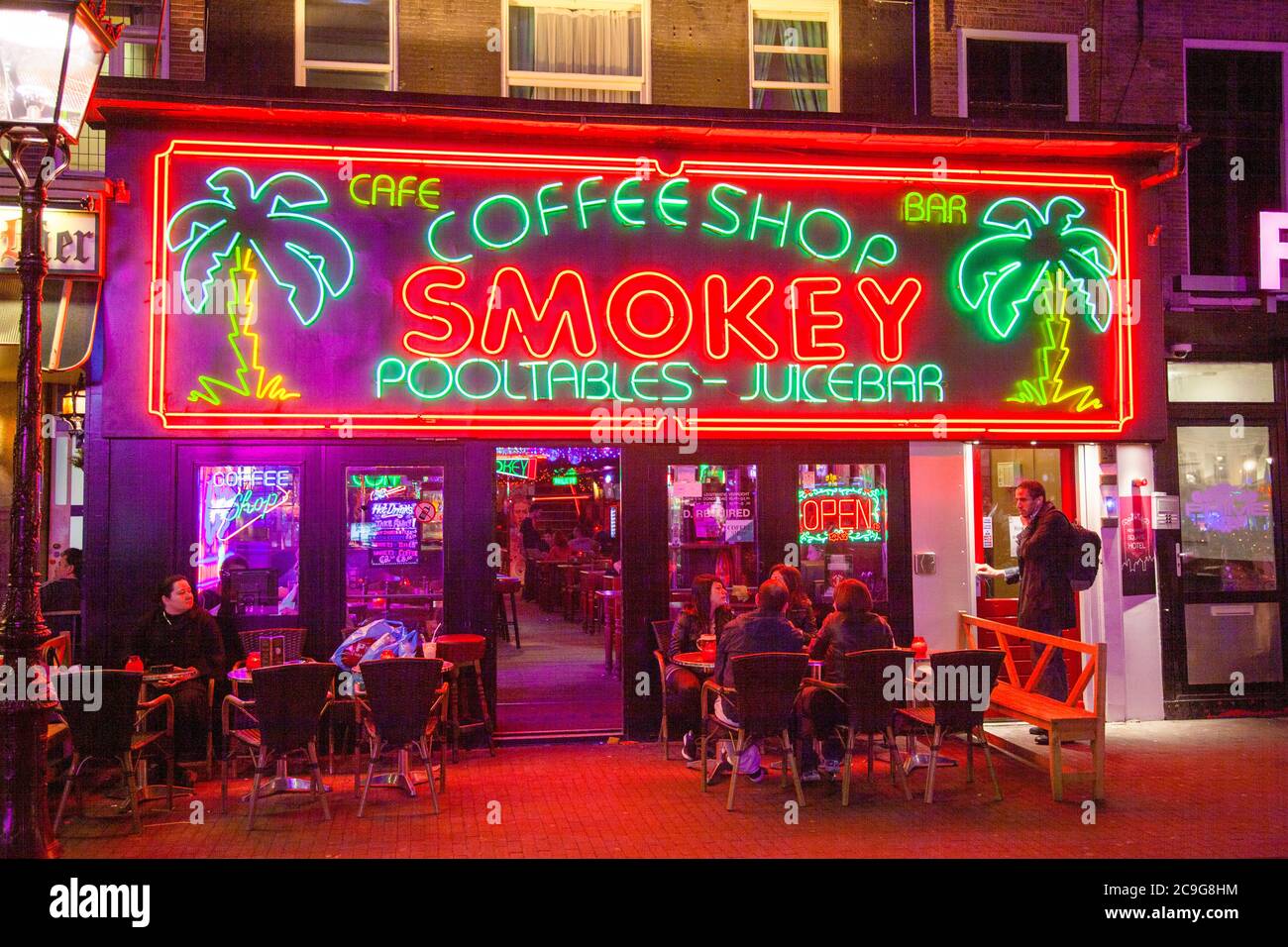 Coffee Shop at Night, Amsterdam, Netherlands Stock Photo - Alamy