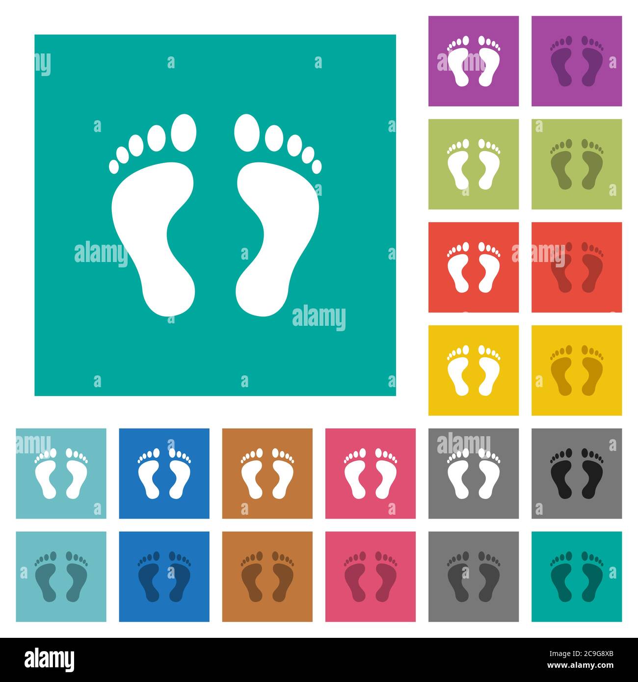Human Footprints multi colored flat icons on plain square backgrounds ...