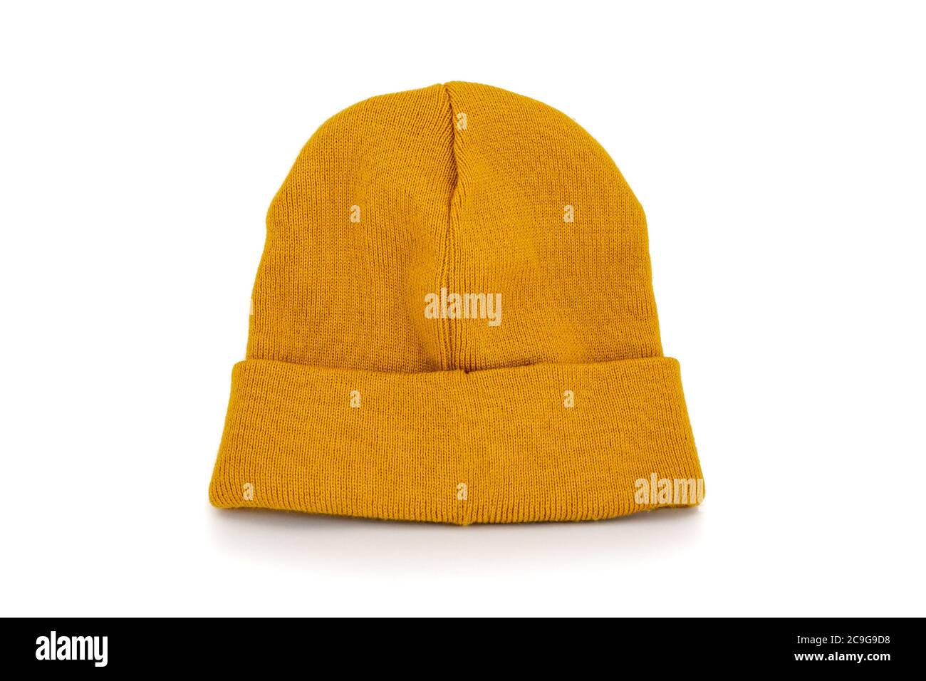 Yellow - Mustard color mercerized knit beret isolated on white ...