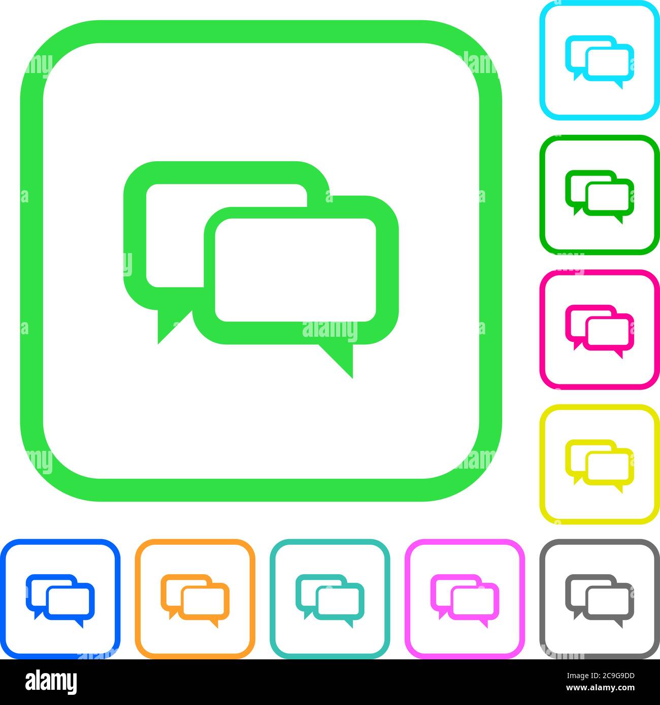 Chat bubbles vivid colored flat icons in curved borders on white ...