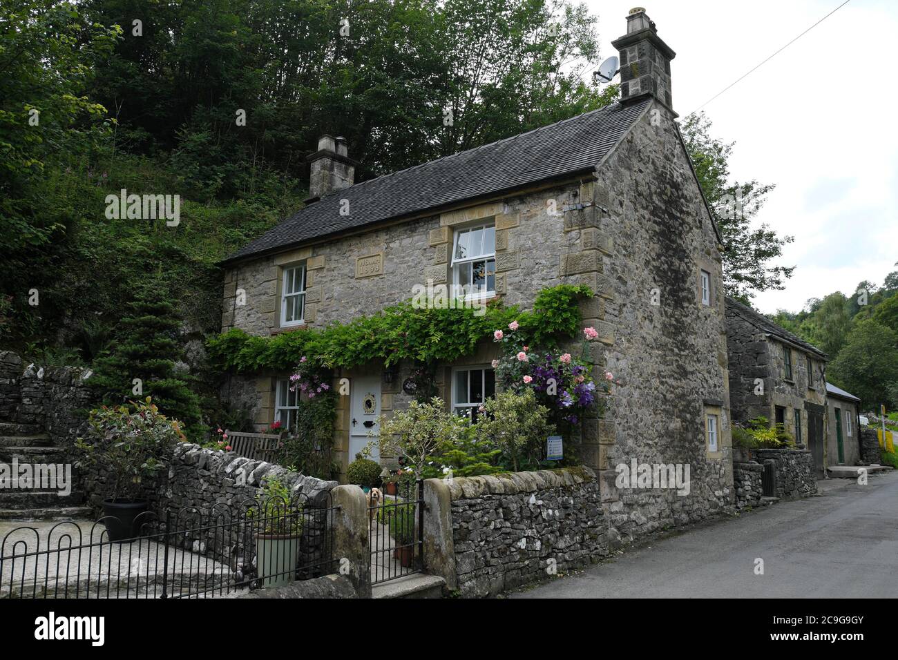 Stone Cottages In The Village Of Milldale In The Peak District ...