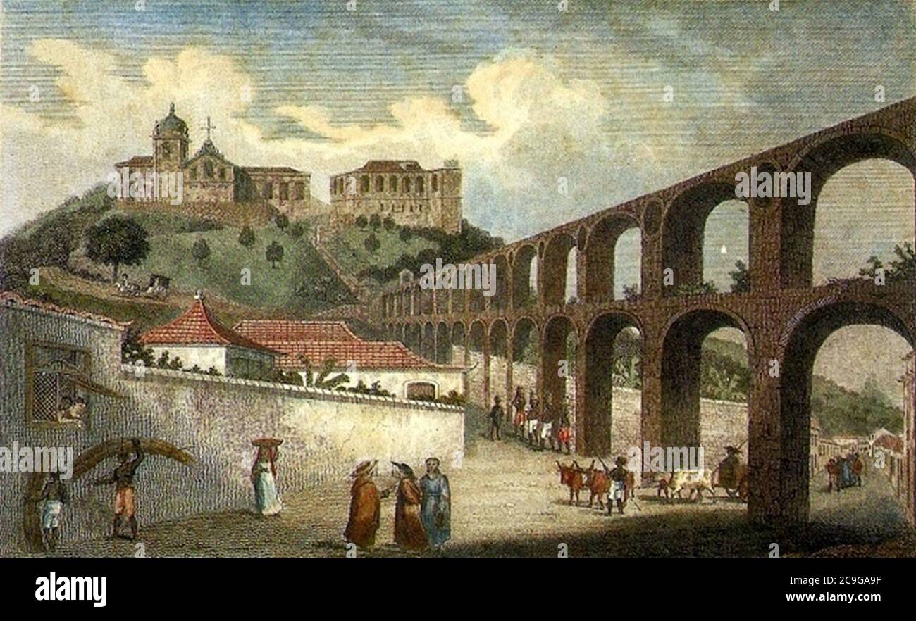 James Storer (after Richard Bate) - Arcos da Carioca com a rua ...