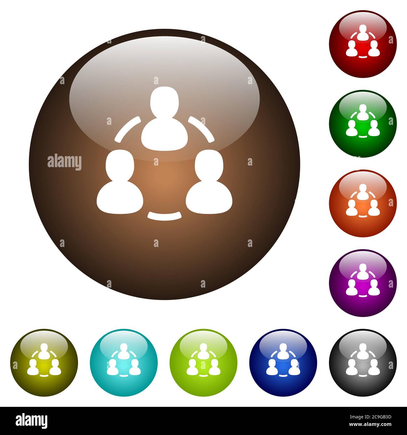 Online users white icons on round color glass buttons Stock Vector ...