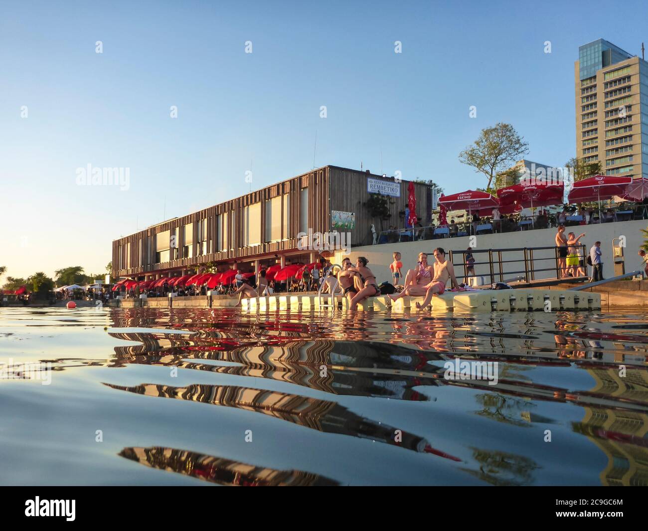 Wien, Vienna: river Neue Donau (New Danube), CopaBeach (Copa Beach ...