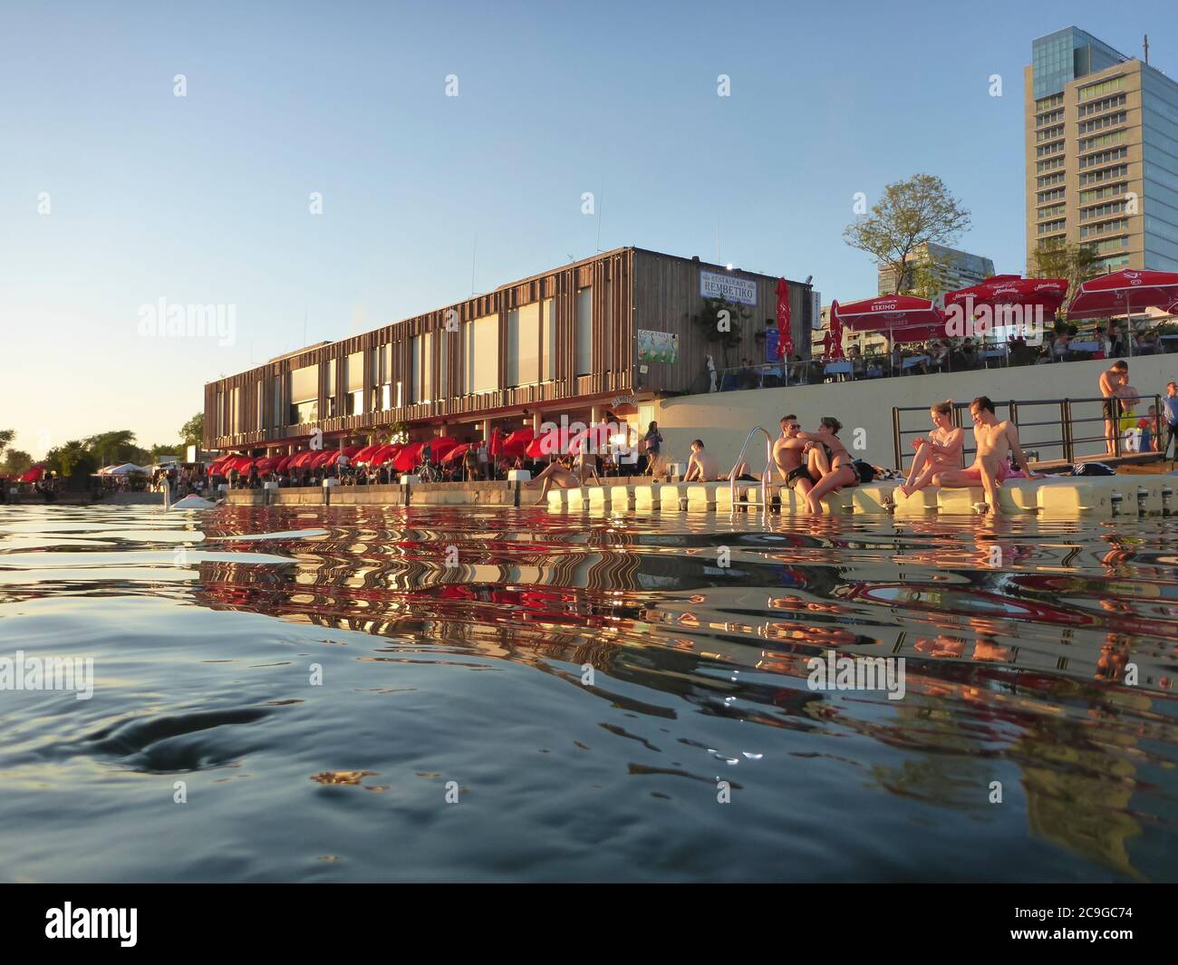 Wien, Vienna: river Neue Donau (New Danube), CopaBeach (Copa Beach ...