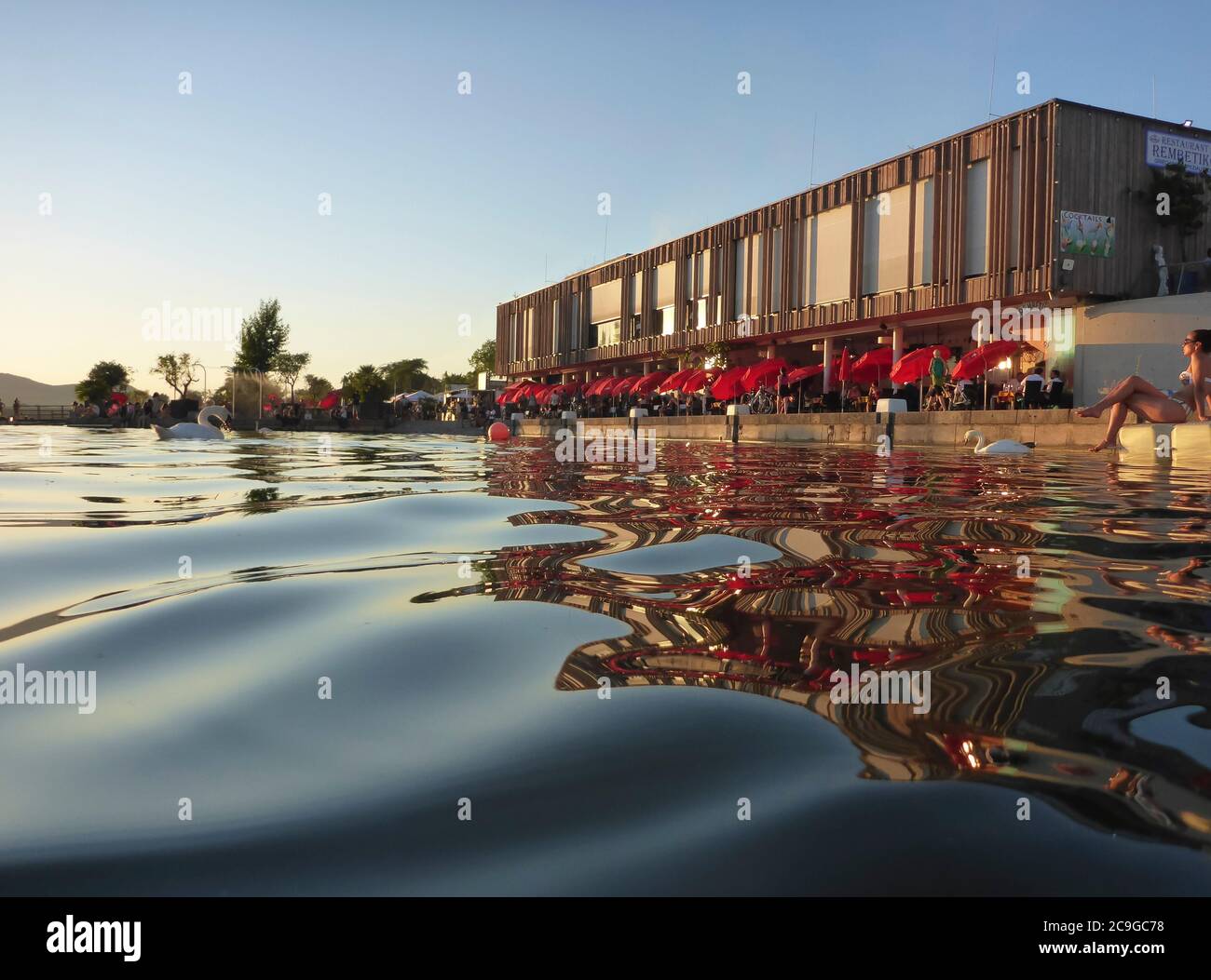 Wien, Vienna: river Neue Donau (New Danube), CopaBeach (Copa Beach ...