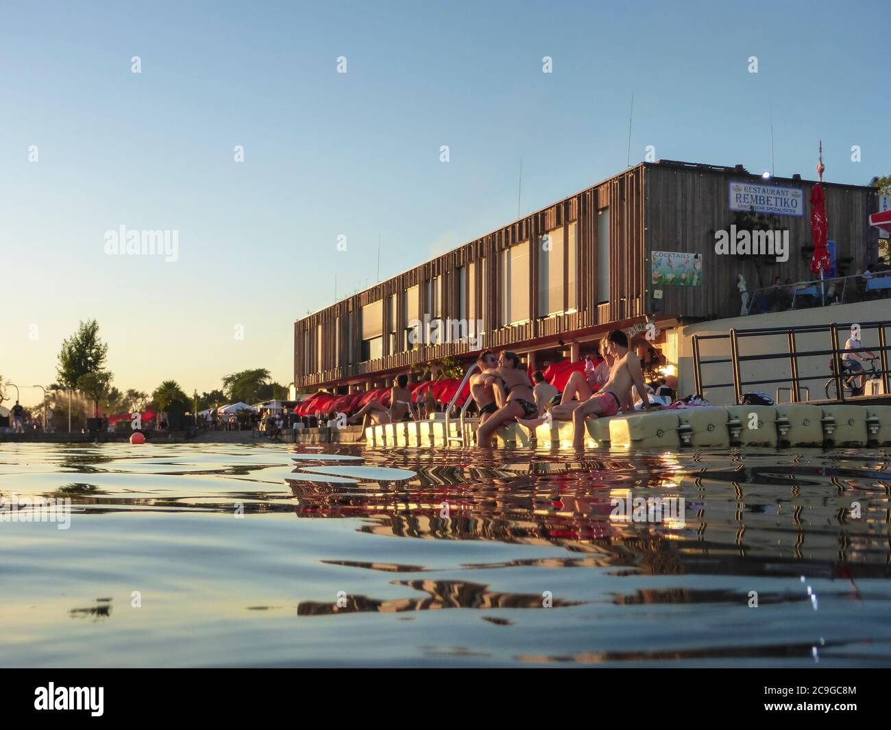 Wien, Vienna: river Neue Donau (New Danube), CopaBeach (Copa Beach ...