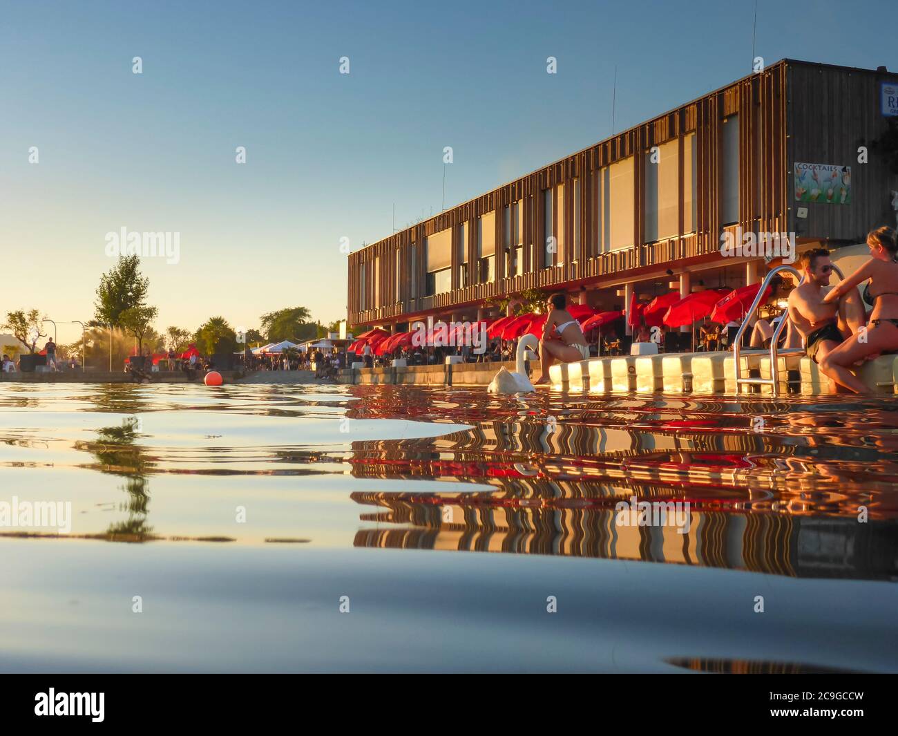 Wien, Vienna: river Neue Donau (New Danube), CopaBeach (Copa Beach ...
