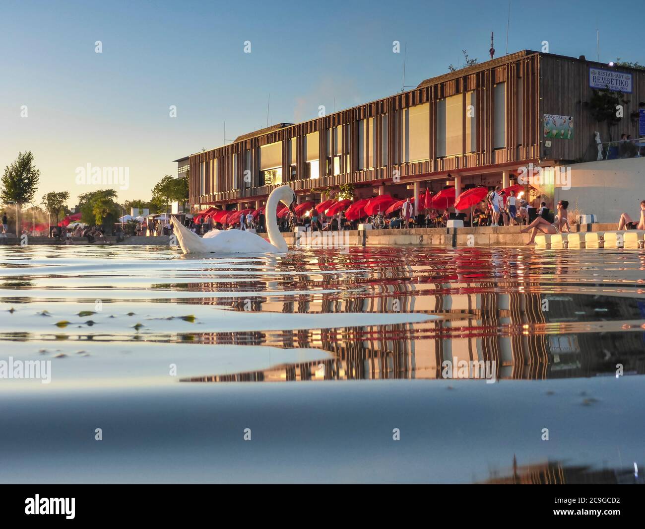 Wien, Vienna: river Neue Donau (New Danube), CopaBeach (Copa Beach ...
