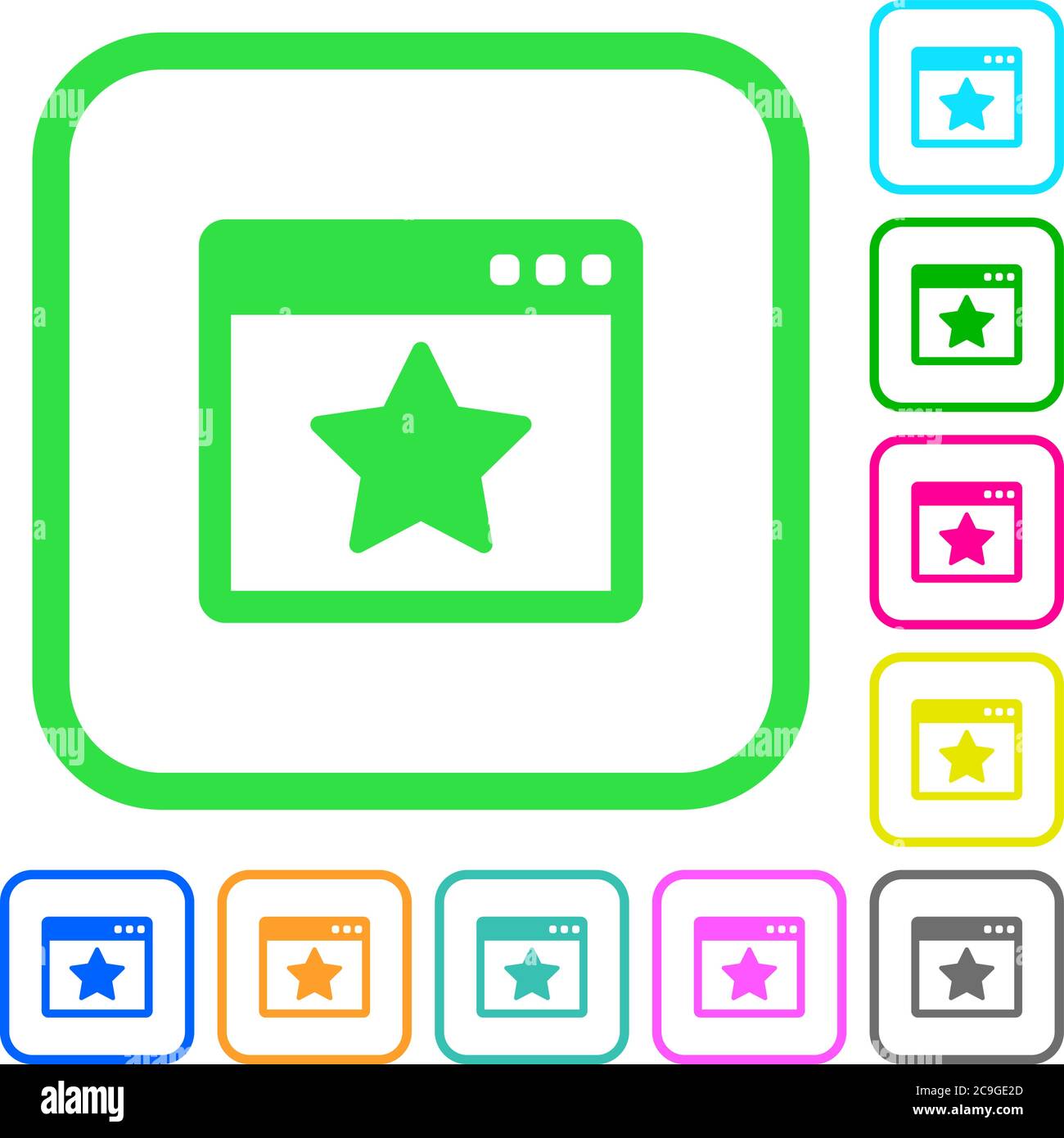 Favorite application vivid colored flat icons in curved borders on ...