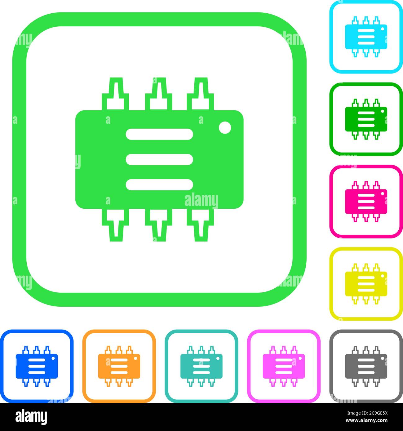 Hardware options vivid colored flat icons in curved borders on white ...