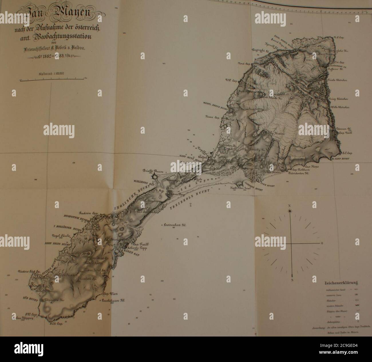 Jan Mayen map 1884 Stock Photo - Alamy