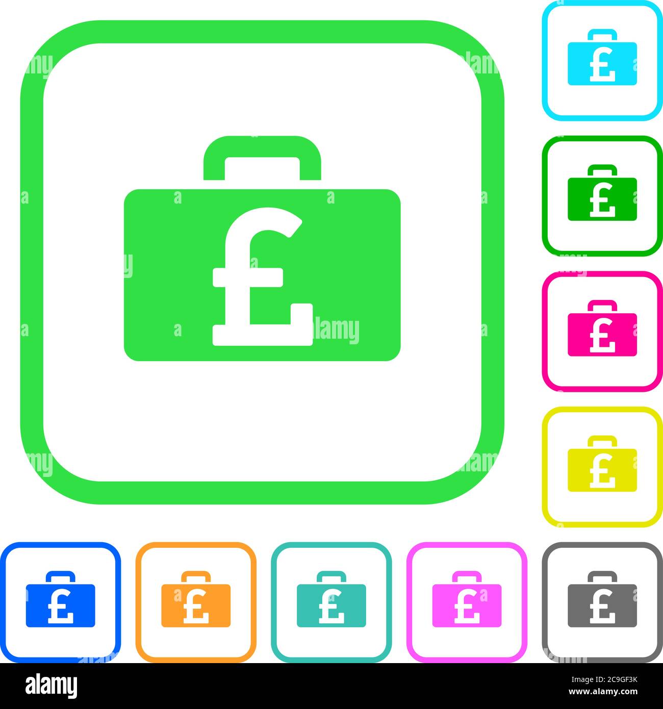 Pound bag vivid colored flat icons in curved borders on white ...
