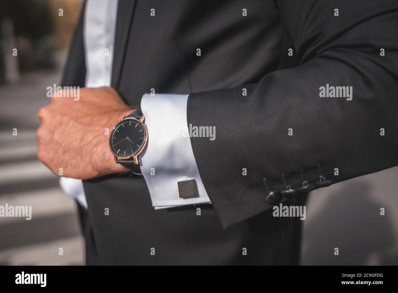 Closeup shot of man's hand showing a watch on his wrist Stock Photo - Alamy