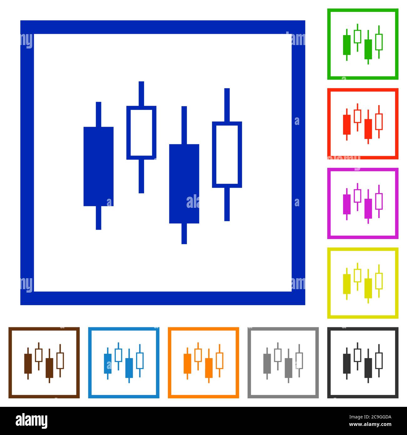 Candlestick chart flat color icons in square frames on white background ... Candlestick chart flat color icons in square frames on white background ...