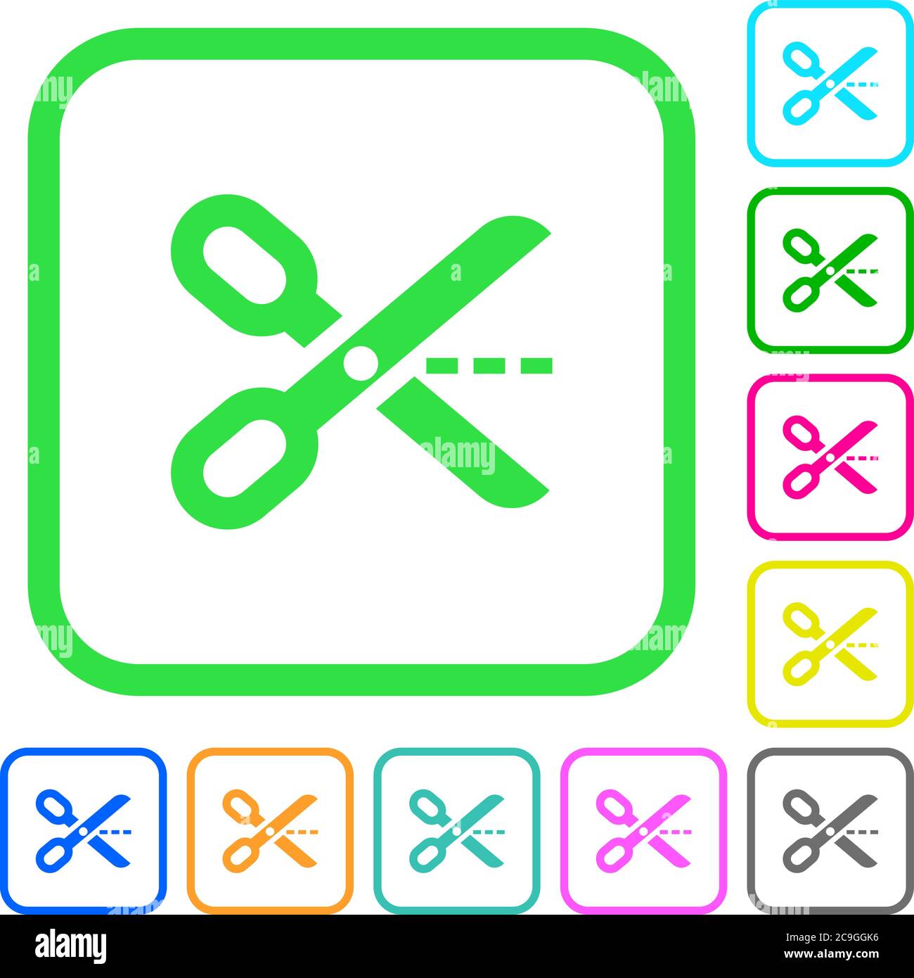 Cut out vivid colored flat icons in curved borders on white background ...