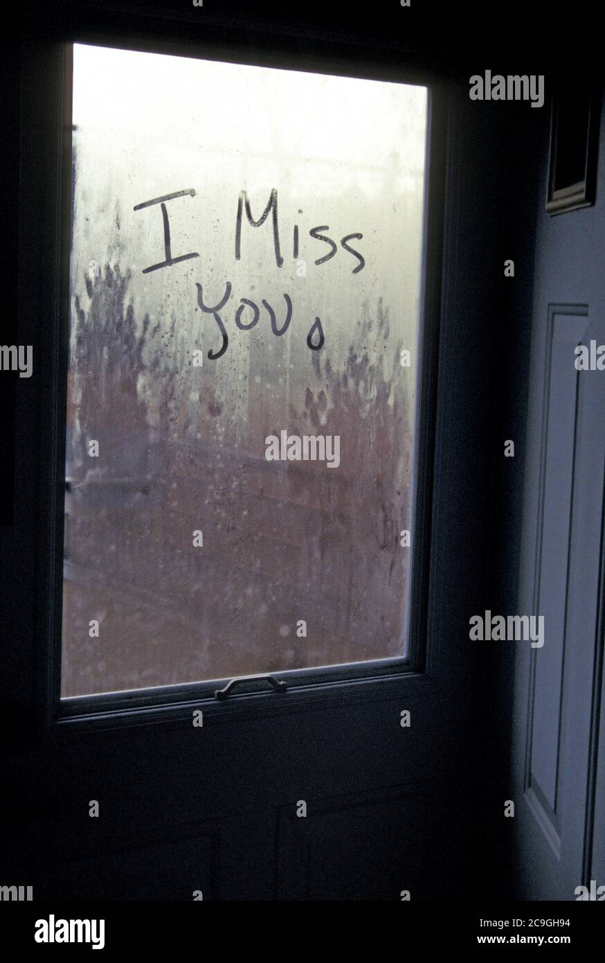 ‘I Miss You’ drawn on window Stock Photo - Alamy