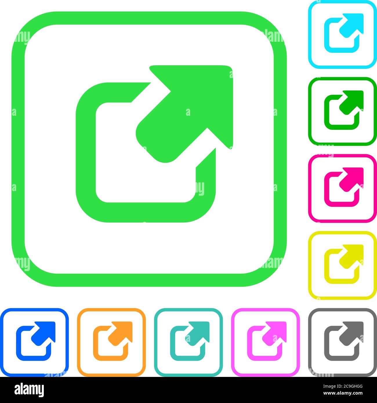 Export symbol with upper right arrow vivid colored flat icons in curved ...