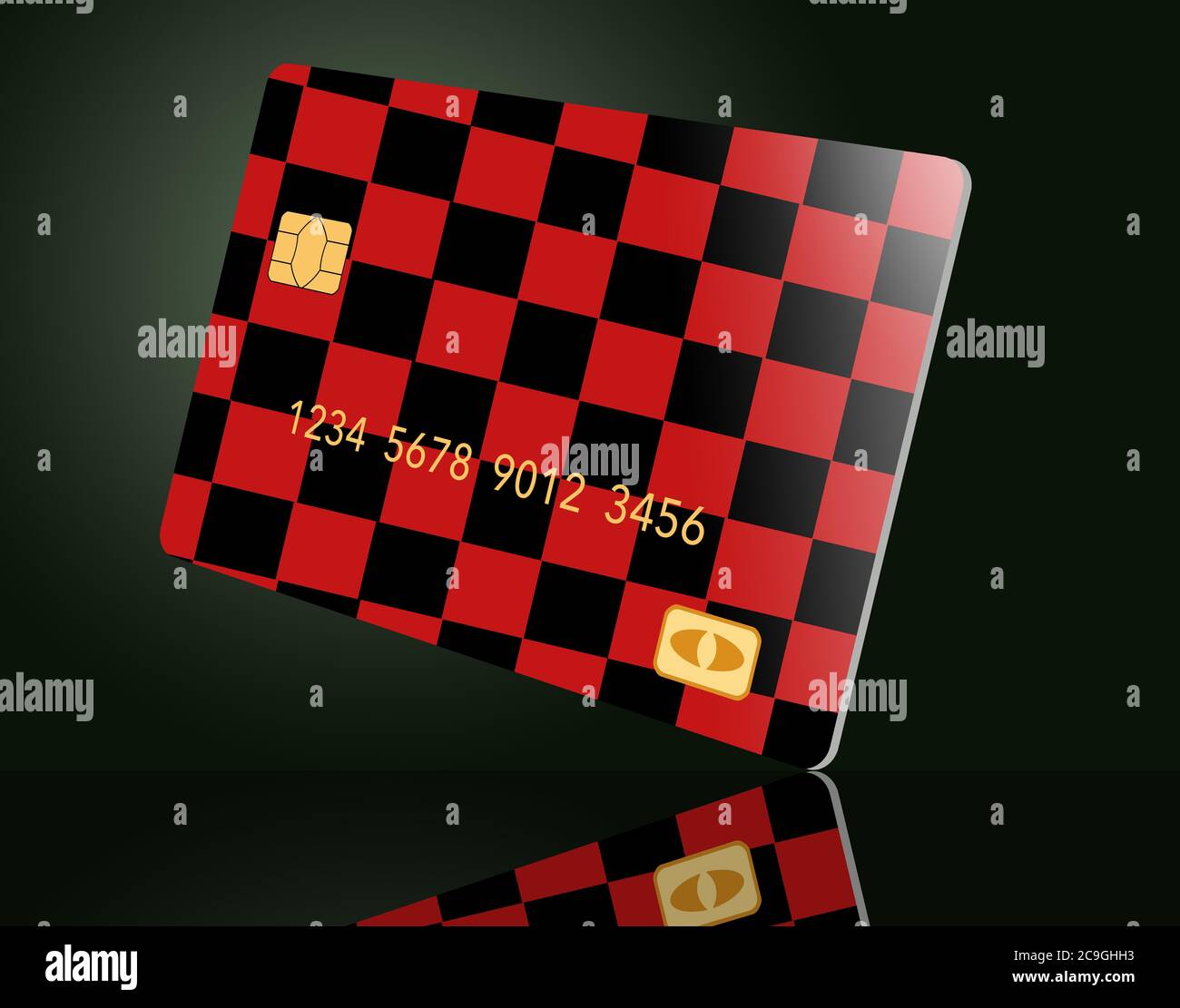 Here is a mock generic credit card or debit card with a checkerboard ...