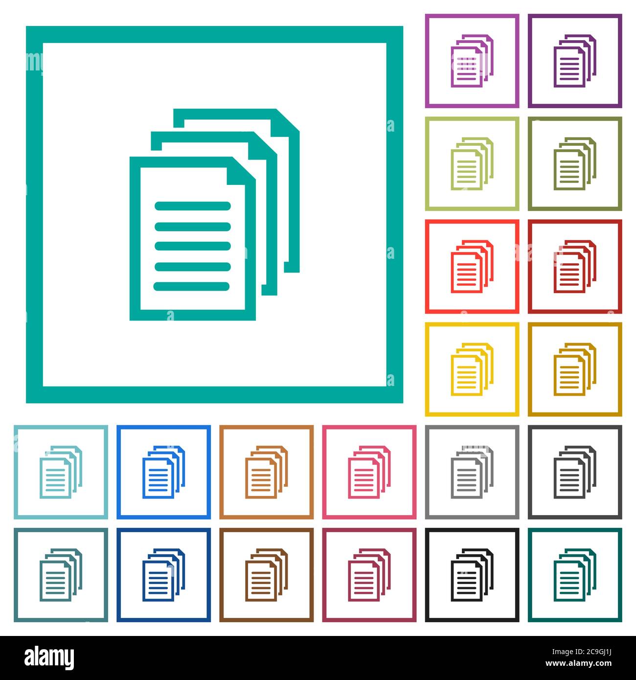 Multiple documents flat color icons with quadrant frames on white background Stock Vector Image ...