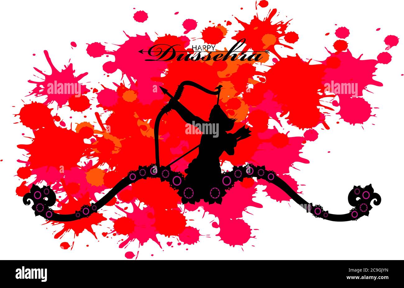 Vector Illustration of bow, arrow, and Lord Rama. Greeting card with ...