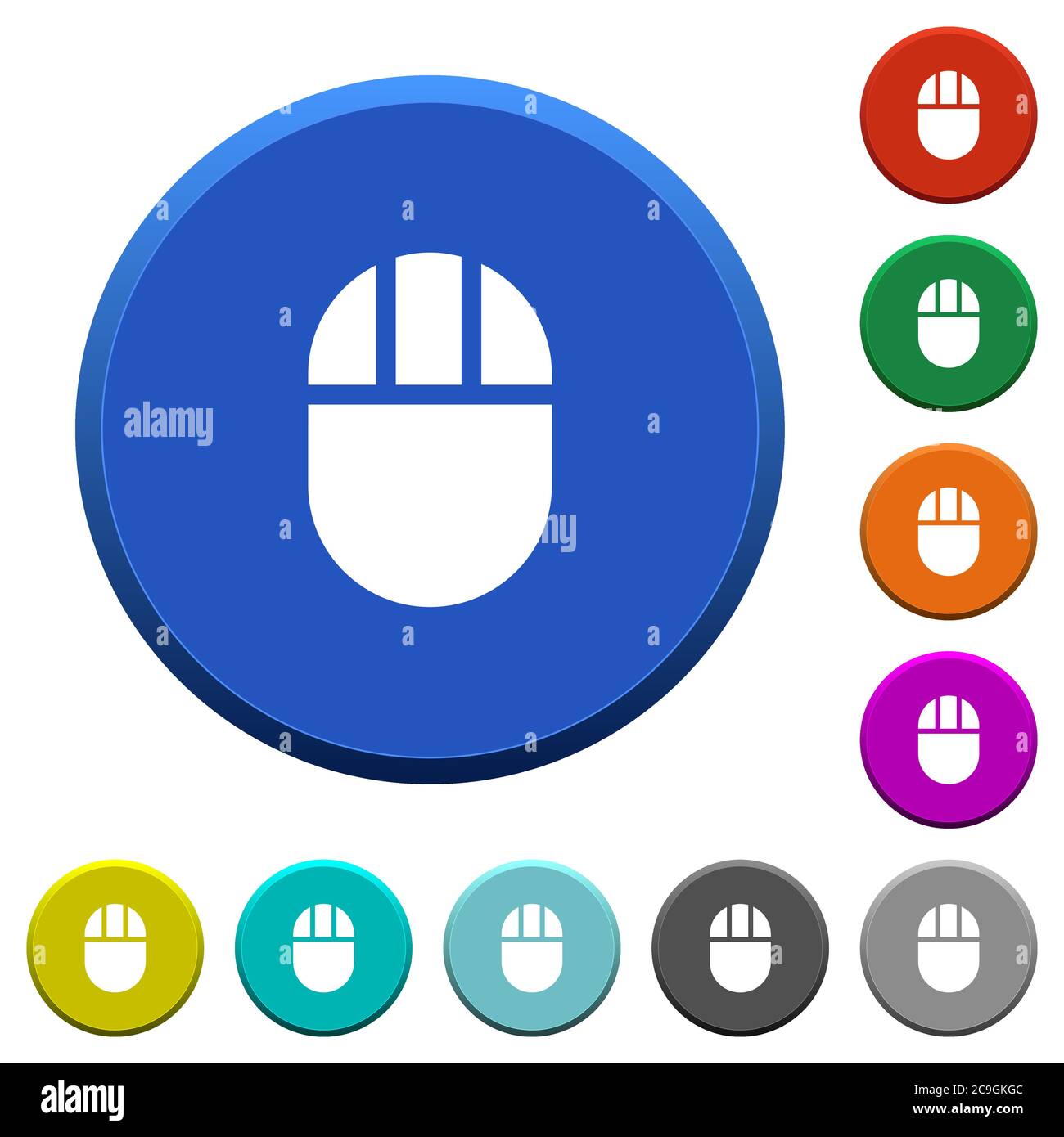 Three buttoned computer mouse round color beveled buttons with smooth ...