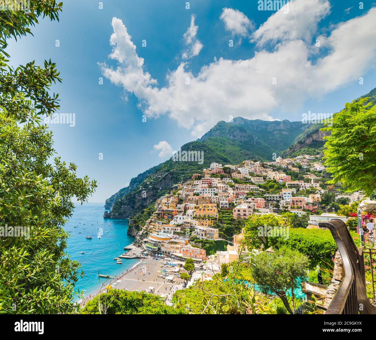Beautiful Positano shoreline in world famous Amalfi coast, Italy Stock ...