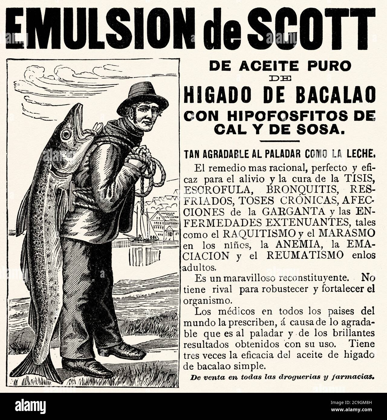 19th century Spanish advertisement for Emulsion de Scott, Scott's ...
