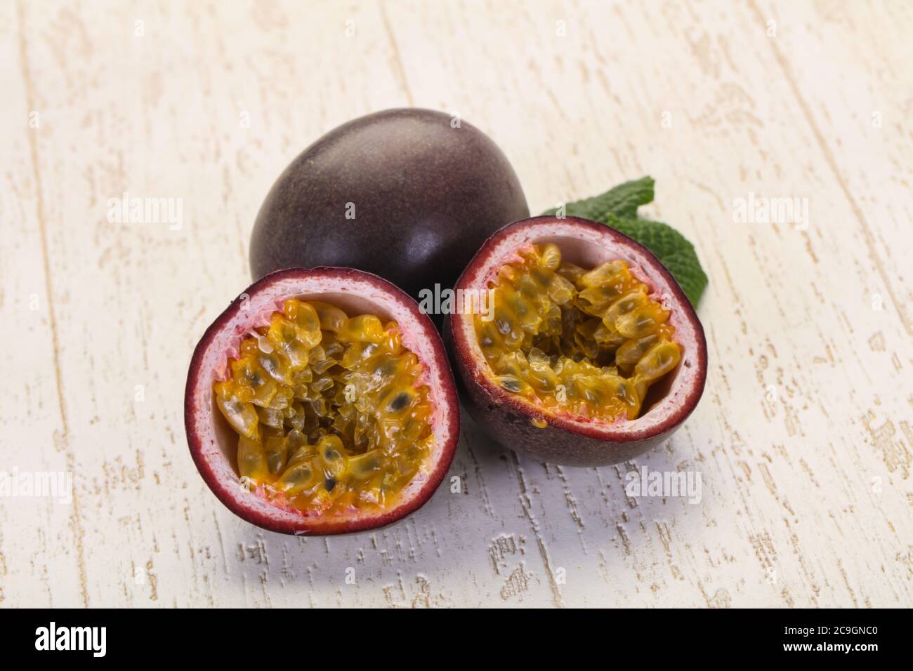 Tropical fresh ripe Passion fruit Stock Photo - Alamy