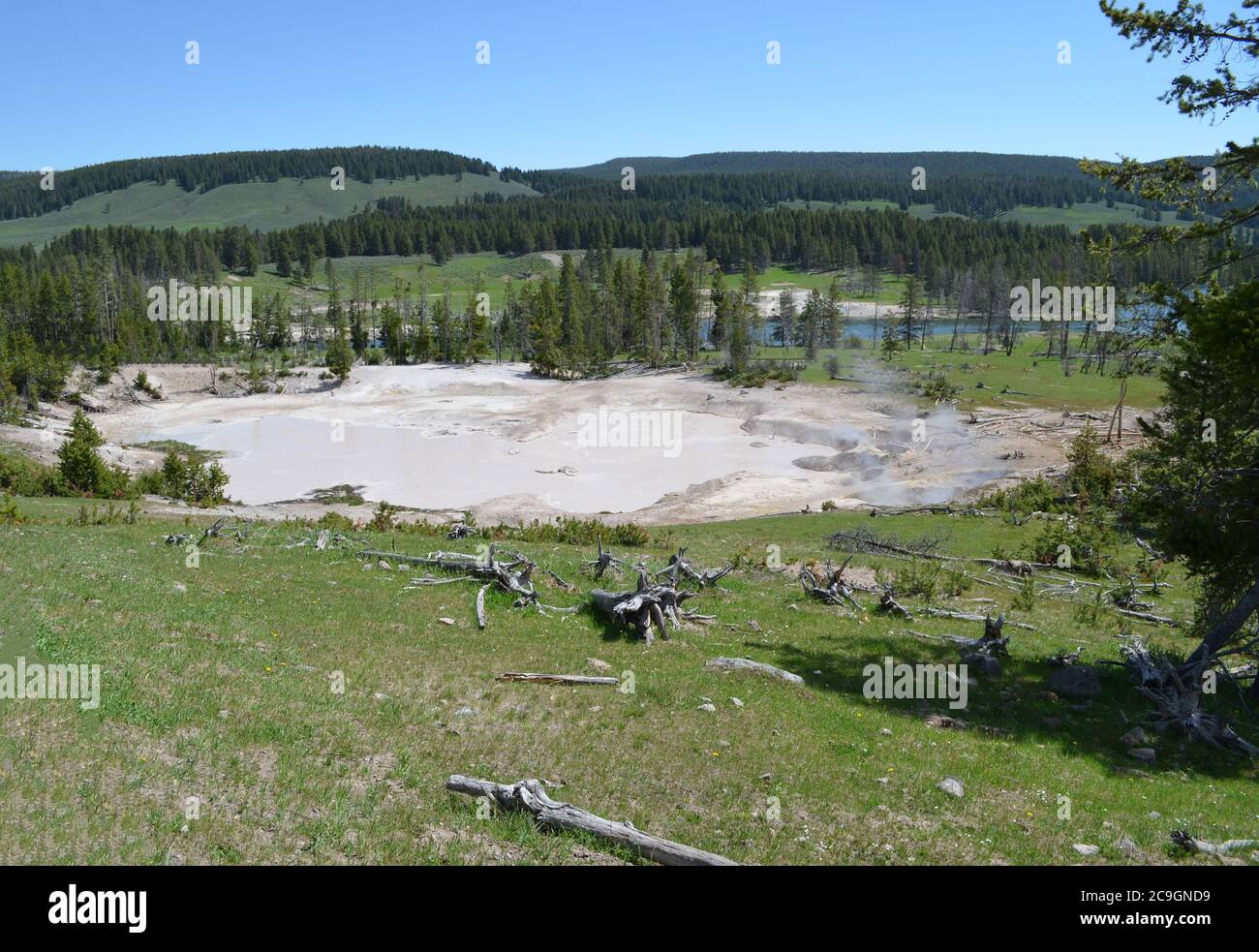 Late Spring in Yellowstone National Park: Overlooking Mud Geyser in the ...