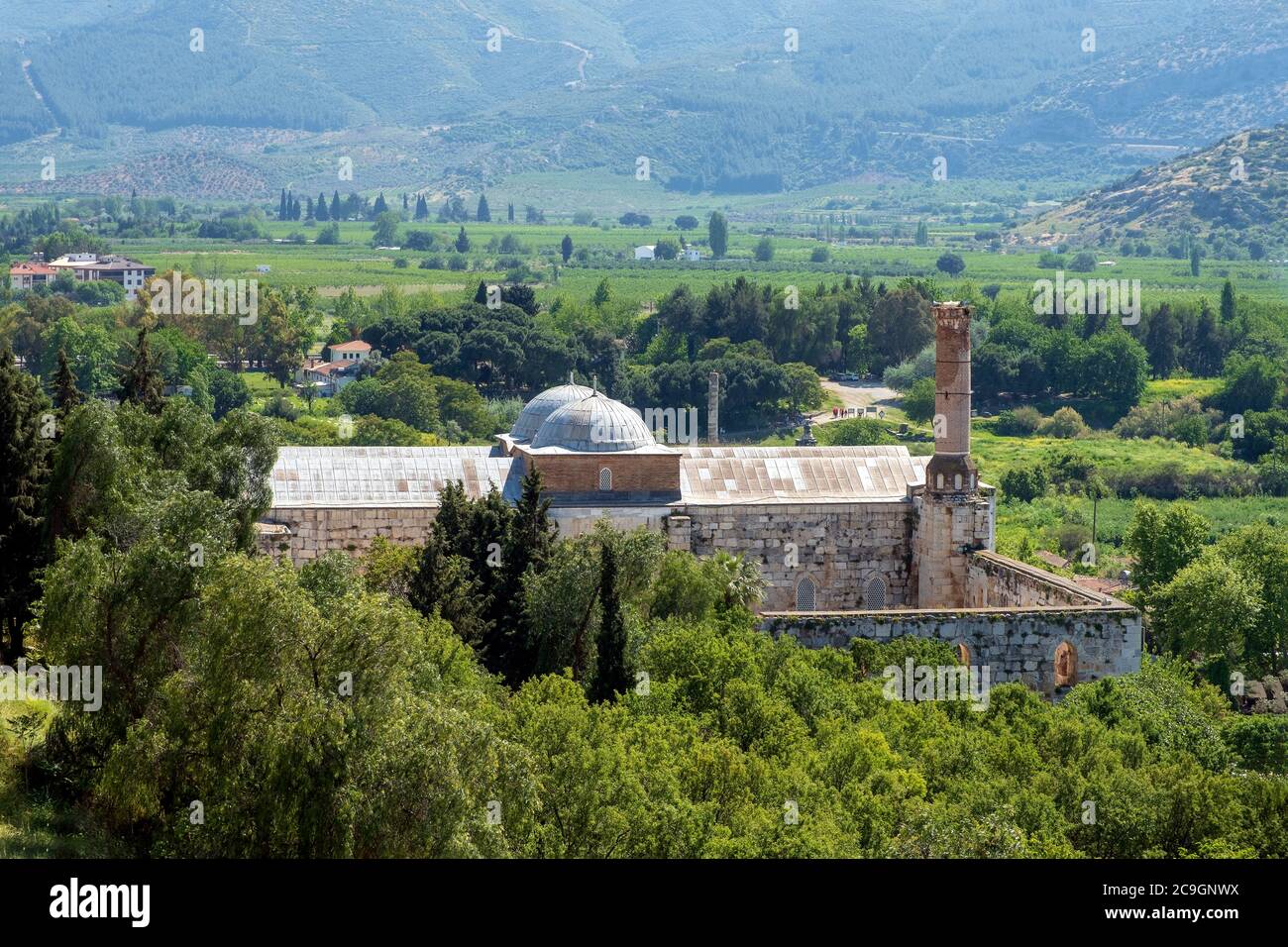 The historical Isa Bey mosque in the town of Selcuk near the famous ...
