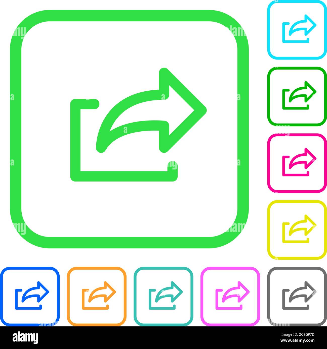 Export symbol vivid colored flat icons in curved borders on white ...