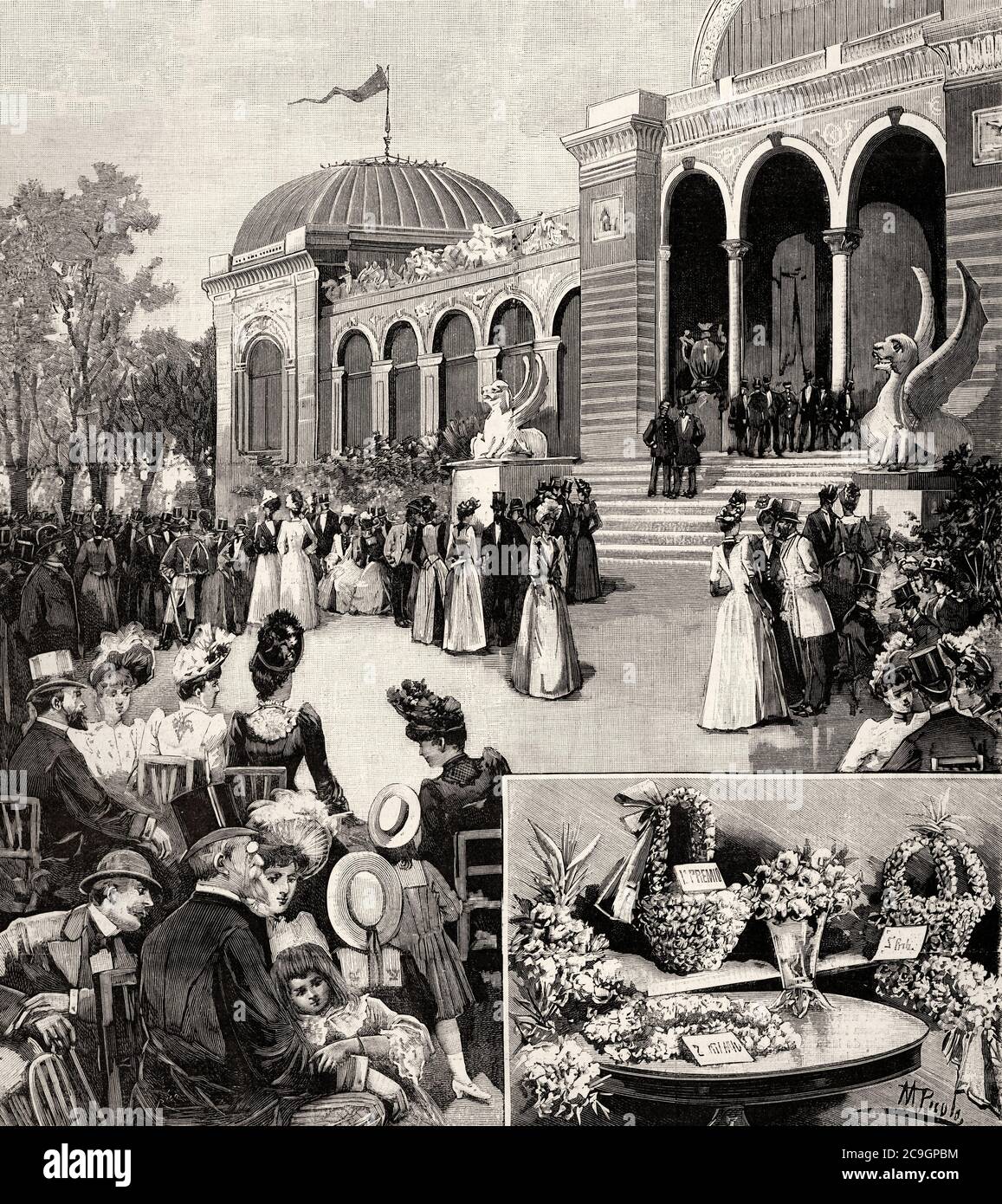 Celebrations June 1890 Madrid. Exhibition of flowers and plants in the ...