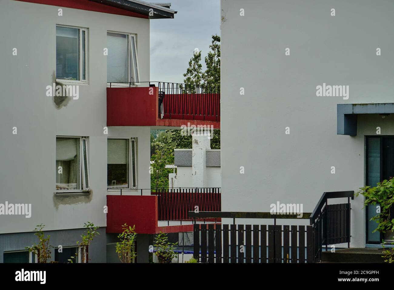 Architectural details and lush garden scenery in west Kópavogur, 50s ...