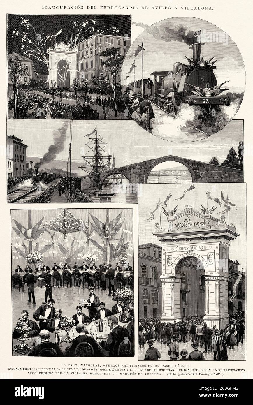 Inauguration of the railway from Avilés to Villabona, July 6, 1890 ...